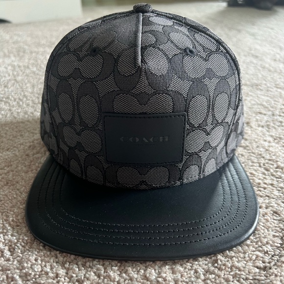 Coach | Accessories | Coach Signature Flat Brim Hat Black On Black ...